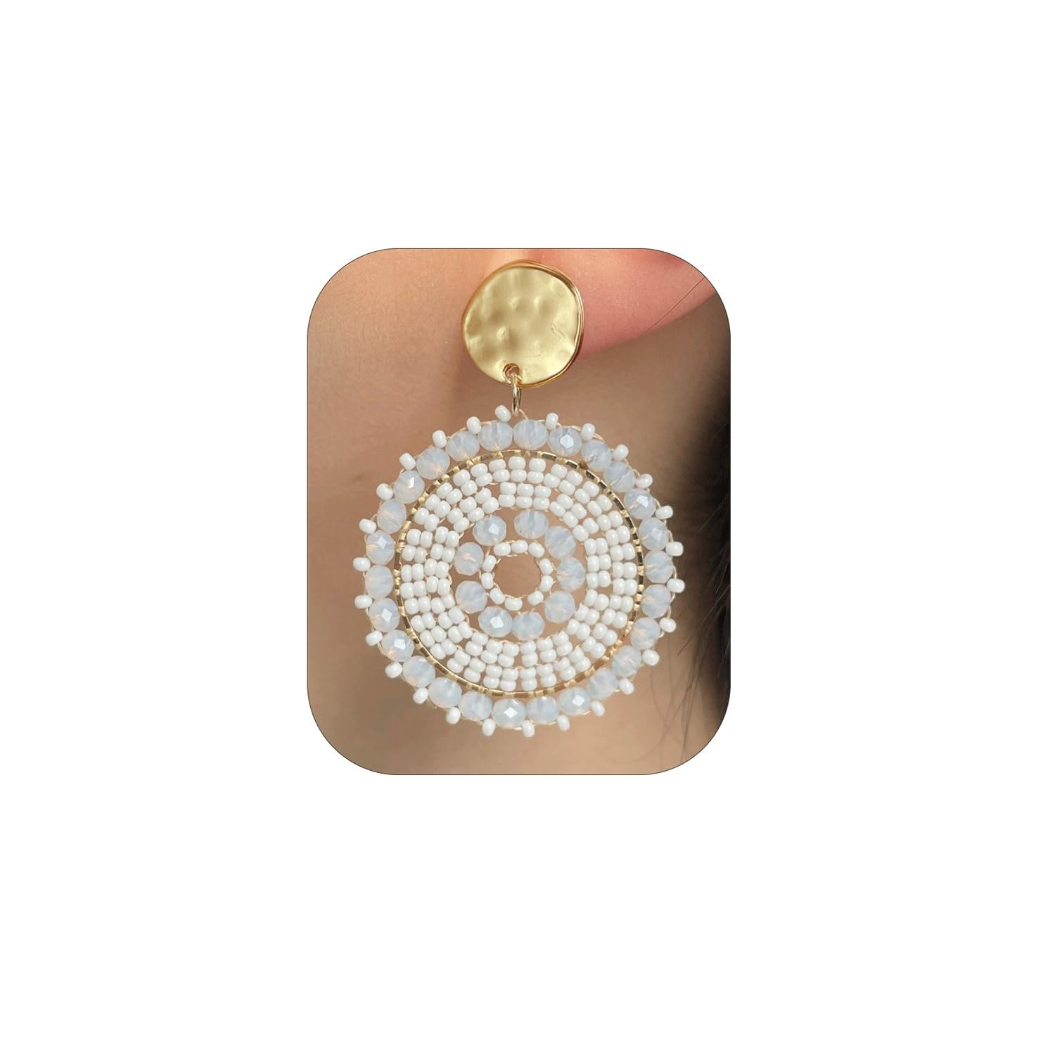 A Golden Cloud White Beaded Earrings For Women Summer Beach Boho Bead Dangle Drop Statement Earrings Fashion Jewelry