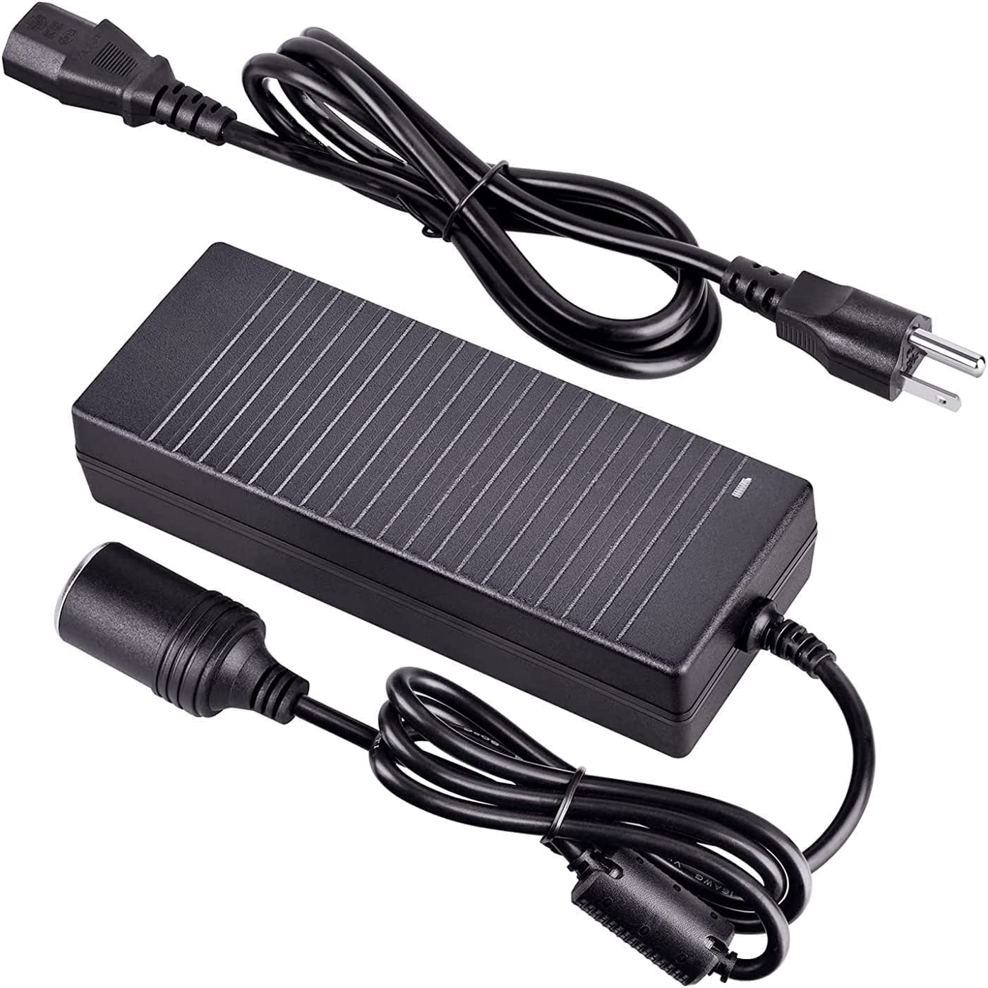 AC 100-240 Adapter to DC 12V 10A 120W Adapter Converter Car Cigarette Lighter Socket Volt Inverter Charger Power Supply Cord for Vacuum RV Cooler Seat Cushion Massage.