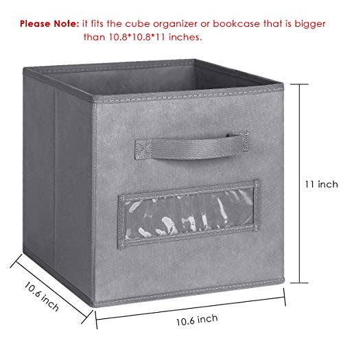 TomCare Storage Cubes Foldable Fabric Cube Storage Bins with Dual Metal Handles Cloth Storage Bins Cubes Baskets Containers for Home Shelves Closet Organizers Cubbies Cube Storage, 6 Pack, Grey