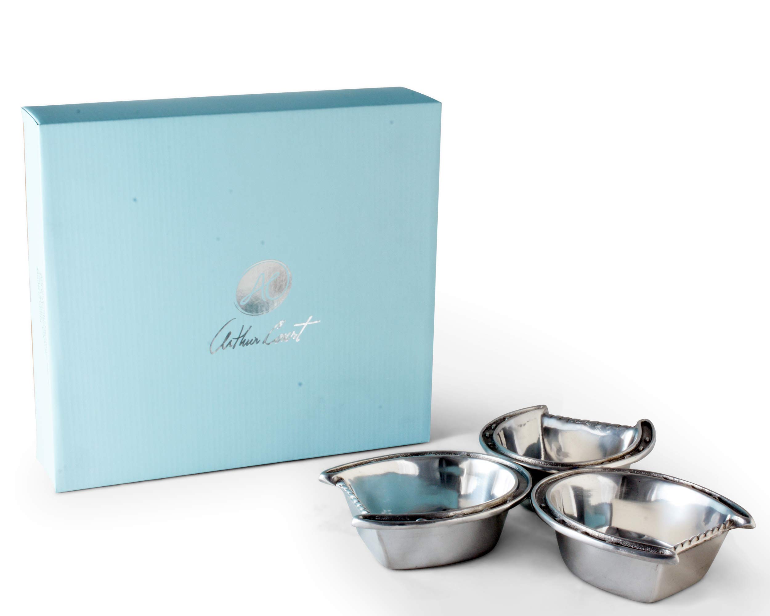 Arthur Court Designs Aluminum Lucky Horseshoe 3-Bowl Bowls Set Server 10.5 inch Diameter 1.5 inch Tall