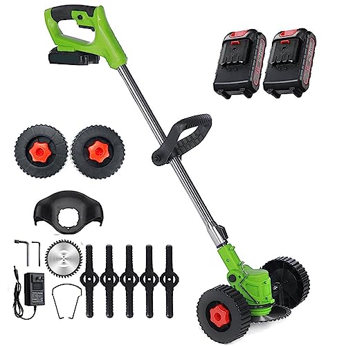 Cordless Lawn Trimmer Weed Wacker,24V 2.0Ah Li-Ion Battery Powered Grass Trimmer Lawn Edger with Cutting Blade,Lightweight Grass Trimmer Adjustable Height Weed Eater Tool for Garden and Yard