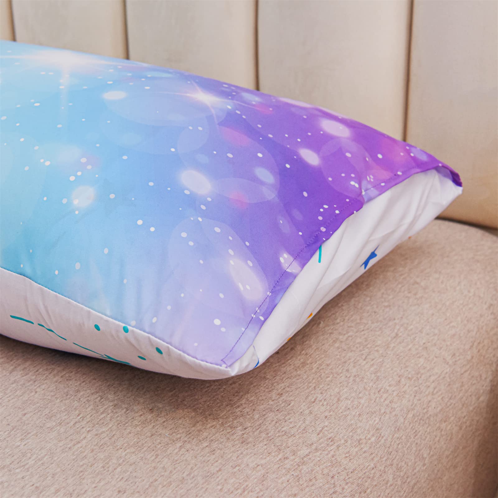 A Nice Night Gradient Glitter,Rainbow Galaxy Body Pillow Cover Pillowcase with Envelope Closure for Kids Adults,BluePurple