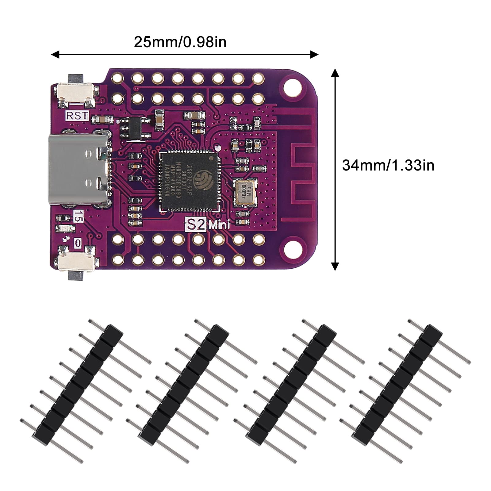 4pcs ESP32 S2 Mini WiFi Board Based ESP32-S2FN4R2 ESP32-S2 4MB Flash Type-C Connect Compatible with Arduino,MicroPython for LOLIN D1 Mini Shields