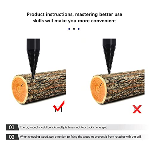 Babody 6pcs Removable Firewood Log Splitter Drill Bit,Firewood Log Splitter,Wood Splitter Drill Bits,Heavy Duty Drill Screw Cone Driver Fire Wood Log Splitter for Hand Drill Stick