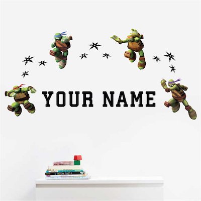 Oliver's Labels Premium Personalized Wall Decal for Kids Room Décor - Peel & Stick, Removable (Teenage Mutant Ninja Turtles™)