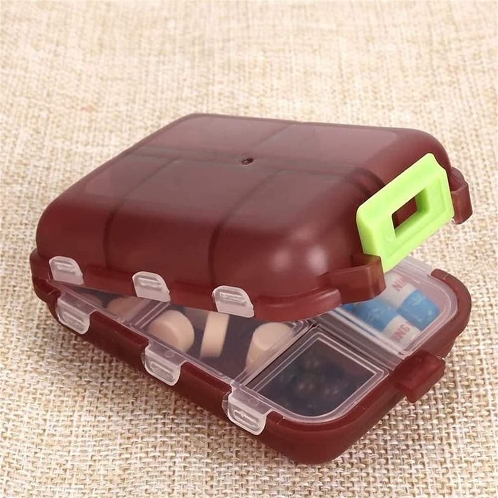 Alkyne Homezo Pill Case, Homezo 10 Grids Pill Case, Premium 10-Compartment Pill Organizer with Lock Button - Perfect for Daily Use and Travel (C-3)