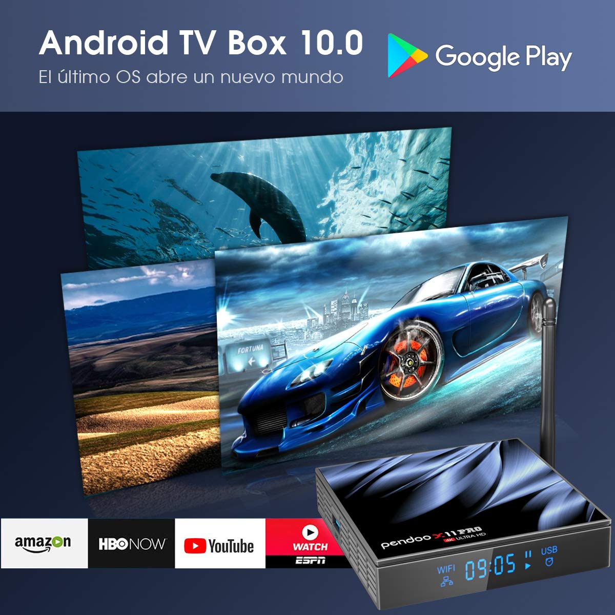 Android TV Box 10.0 4GB RAM 32GB ROM,[2021 Newest] Pendoo X11 PRO Android TV Box Allwinner H616 Quad-Core 64bit with Dual-WiFi 5GHz/2.4GHz BT 4.2, USB 3.0 Ultra HD 6K H.265 Android Box