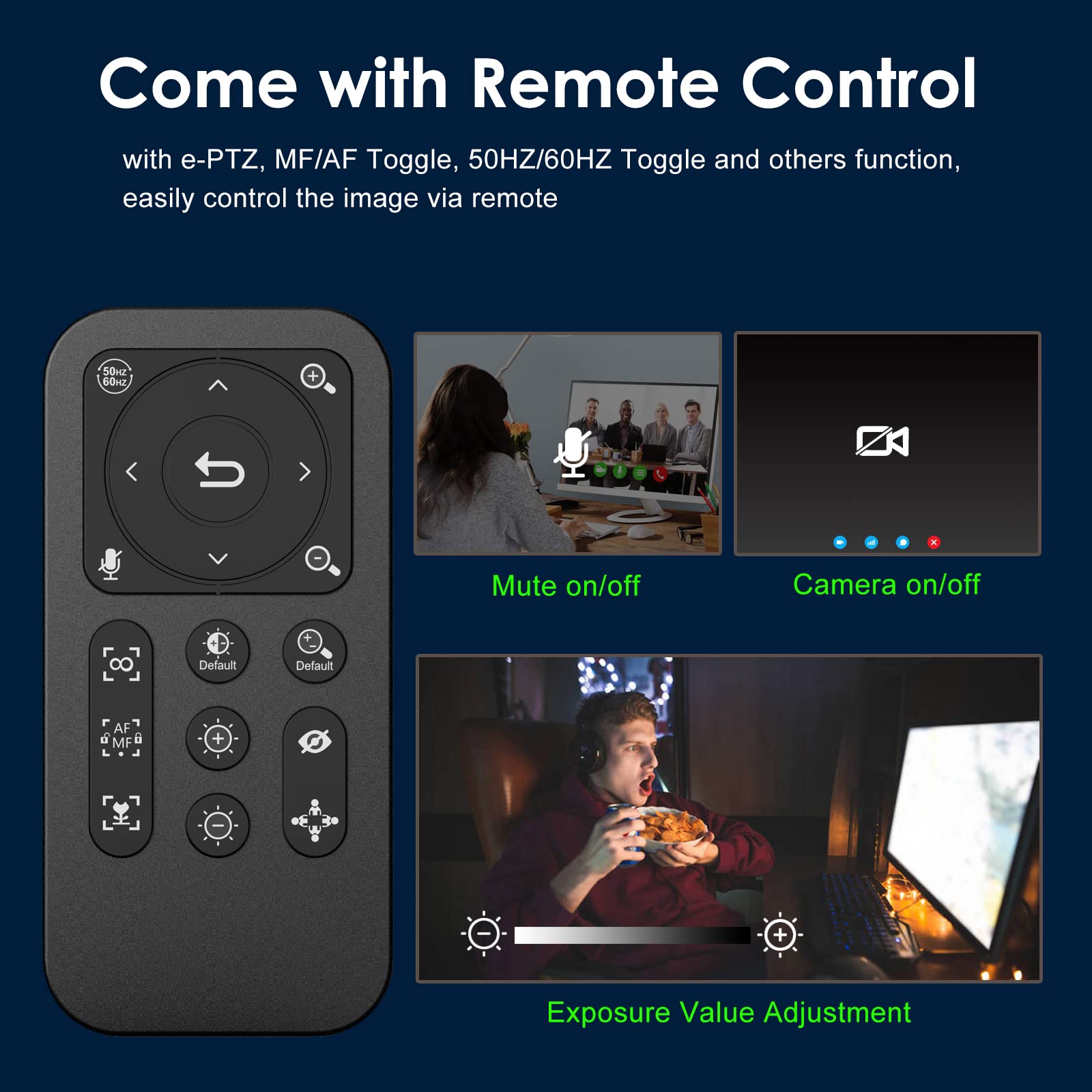 Angetube Webcam, 2K Streaming Webcam with Ring Light, HDR Laptop Camera with Remote, Dual Stereo Microphone and Privacy Cover, Auto Focus 5X Zoom in, Computer Camera for Zoom/Skype/Teams/Webex