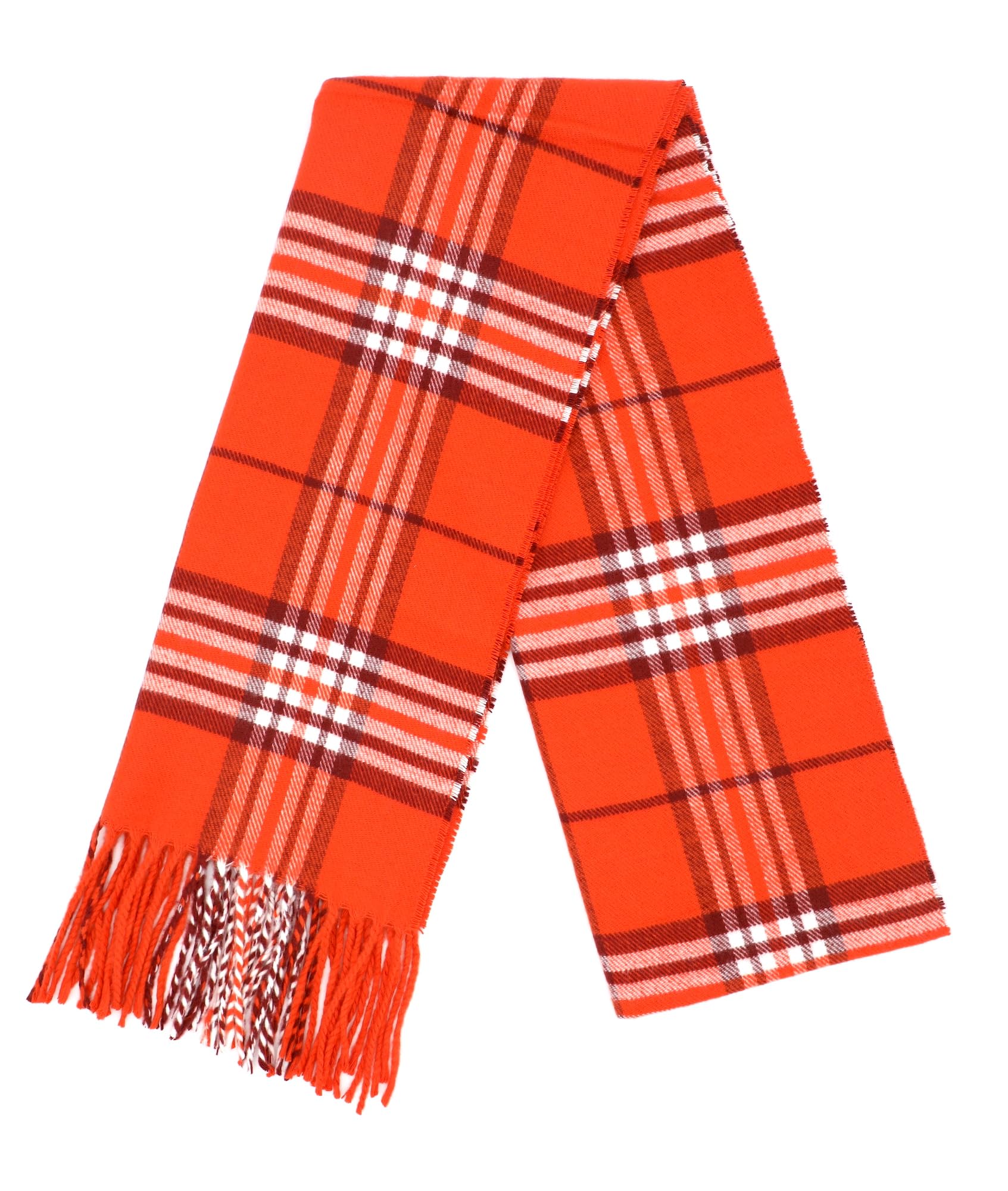 Achillea Scottish Tartan Plaid Cashmere Feel Winter Warm Scarf Unisex (Orange Plaid)