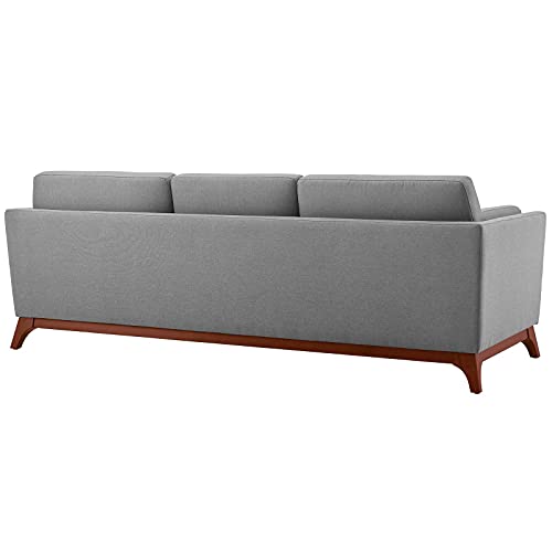 Modway Chance Mid-Century Modern Upholstered Fabric Sofa In Light Gray