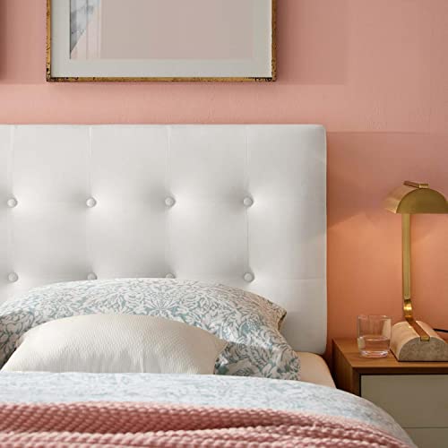 Modway Emily Full Biscuit Tufted Performance Velvet Headboard, White