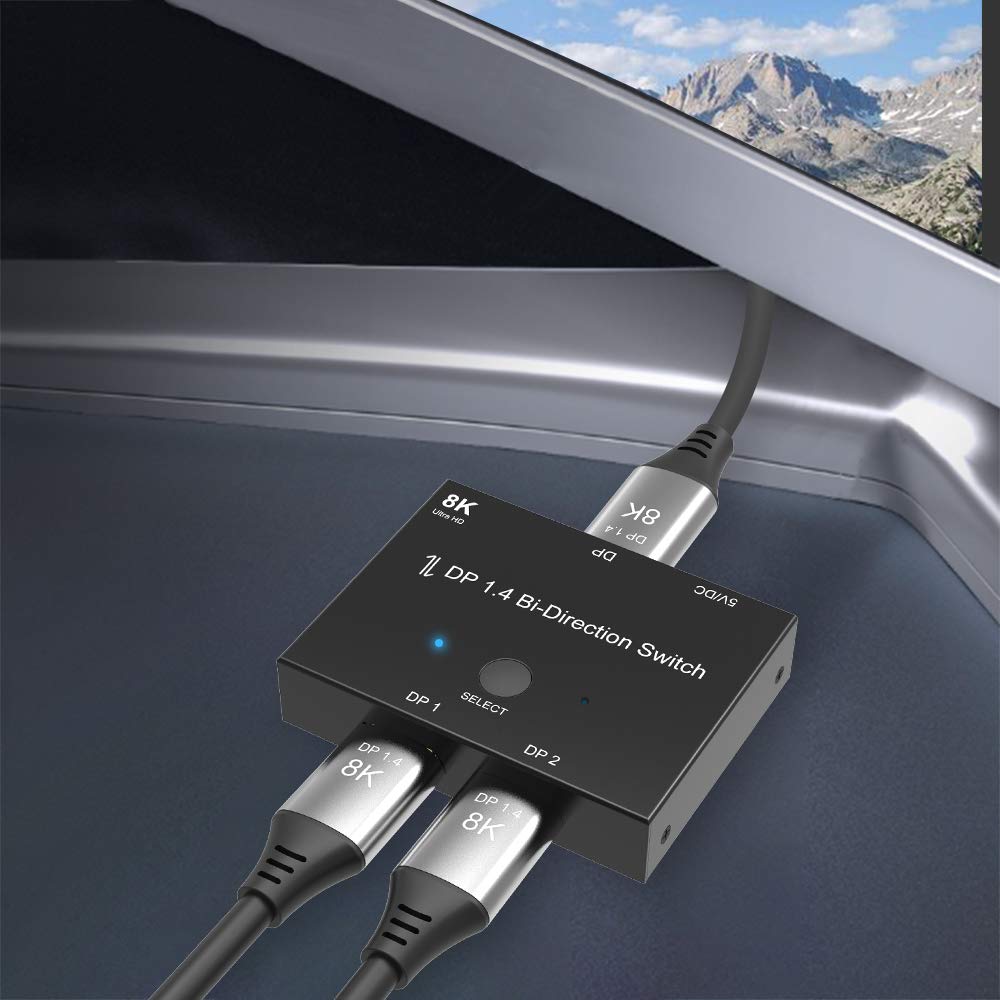 CABLEDECONN DisplayPort 8K DP 1.4 Switch Bi-Direction 8K@30Hz 4K@120Hz Splitter Converter for Multiple Source and displays.