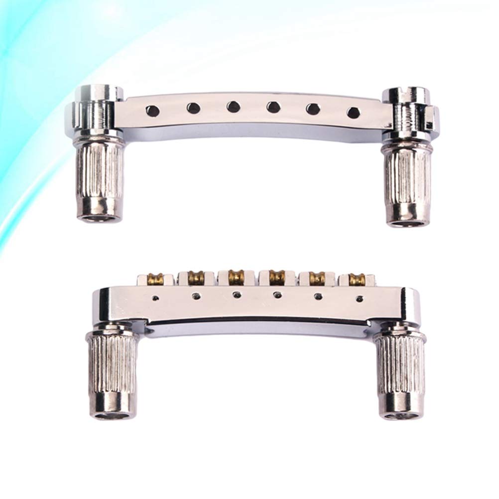Chrome Roller Saddle Tailpiece Chrome for LP SG Style Electric Guitar Replacement Parts (Silver)