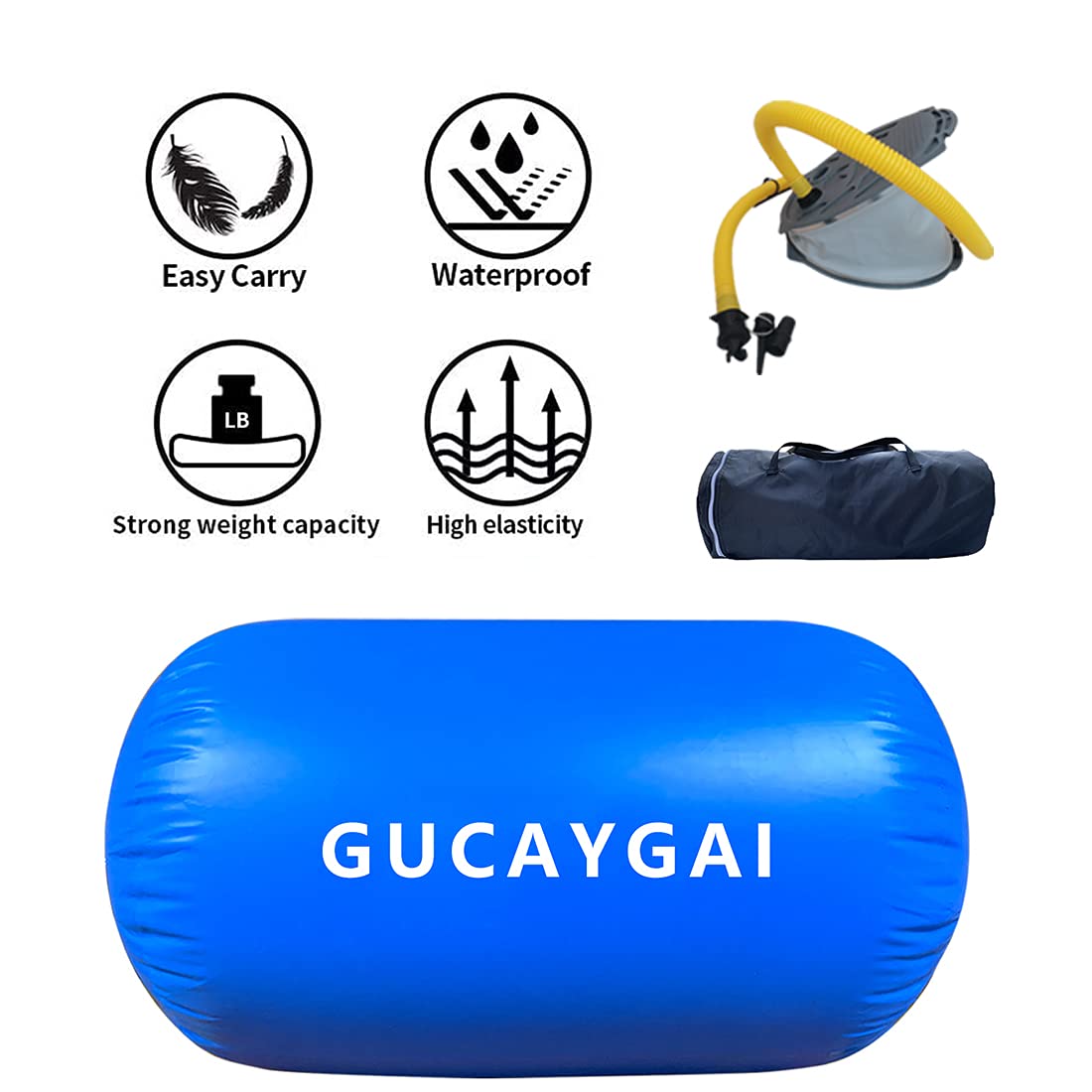 Air Roller Air Barrel Gymnastics Roller Inflatable Tumbling Mat Air Spot With foot pump for Home Use/Training Cheerleading/Yoga/Martial Arts/Acrobatics