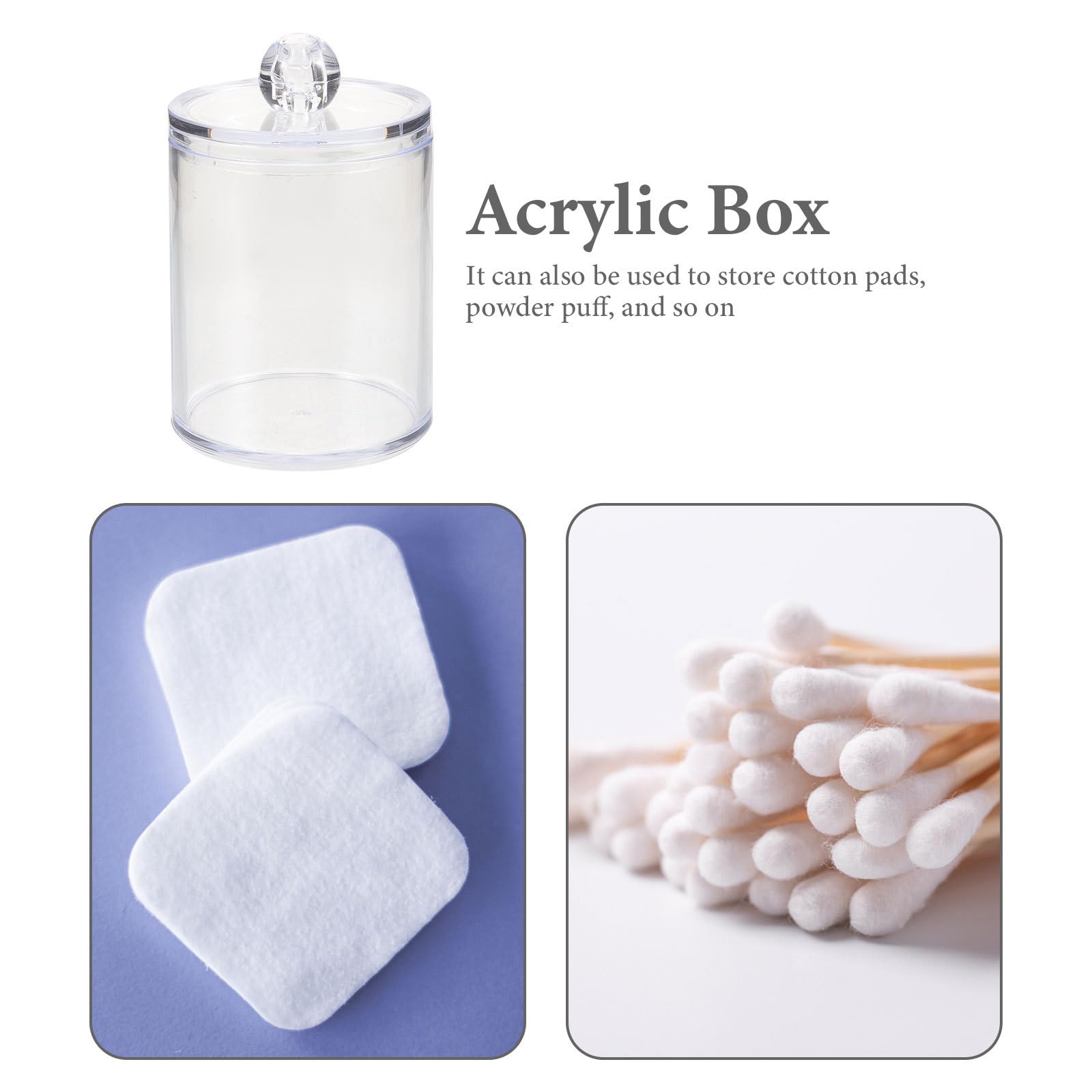 Cabilock 2 Pcs Acrylic storage box acrylic storage container Cotton Pad Holder plastic swab storage jar Makeup Cotton Round Holder Make Up Pads Holder holder Bracket box cosmetic