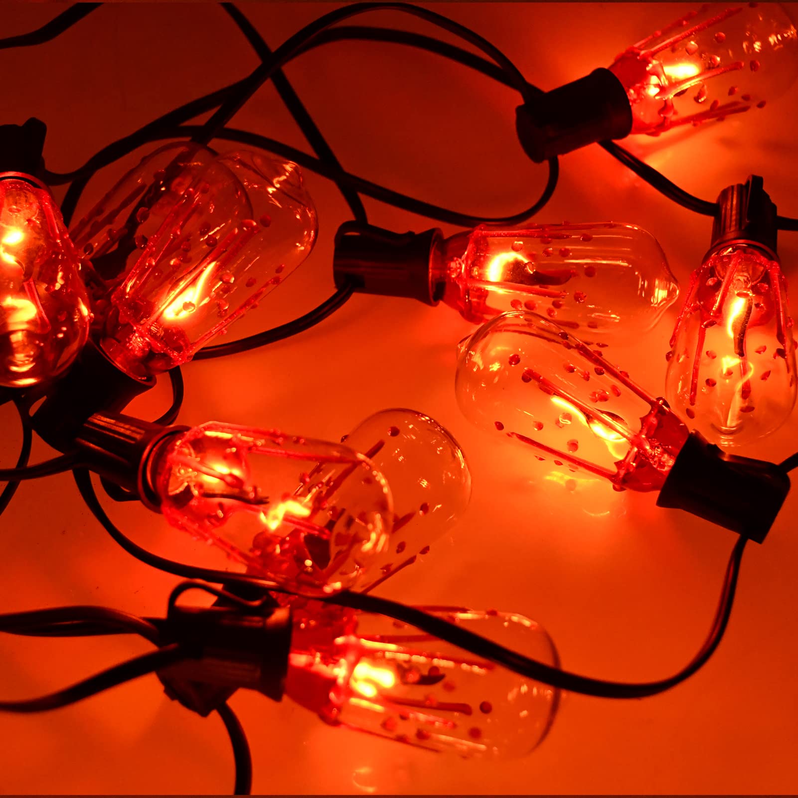 Pallerina Halloween Replacement Bulbs, Halloween Flicker Flame Light Bulbs, ST40 Blood Drop Light Bulbs with a Flickering Red Glow, Halloween Decorations 1 Watt E17 Base, 10 Pack