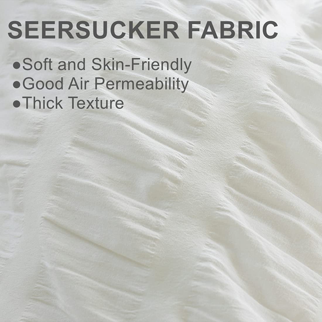 Xicennego 4 Piece Seersucker Duvet Cover Set, Princess Bedding Set, 1 Duvet Cover, 1 Washed Cotton Flat Sheets, 2 Pillowcases (King, Purple)