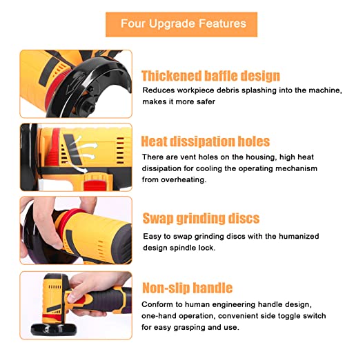 Angle Grinder, Geevorks Mini Angle Grinder 12V 19500RPM, Electric Grinding Tool for Cutting Polishing Ceramic Tile Wood Stone Steel, with 2 Cutting Disc/2PCS 1200mAh Battery