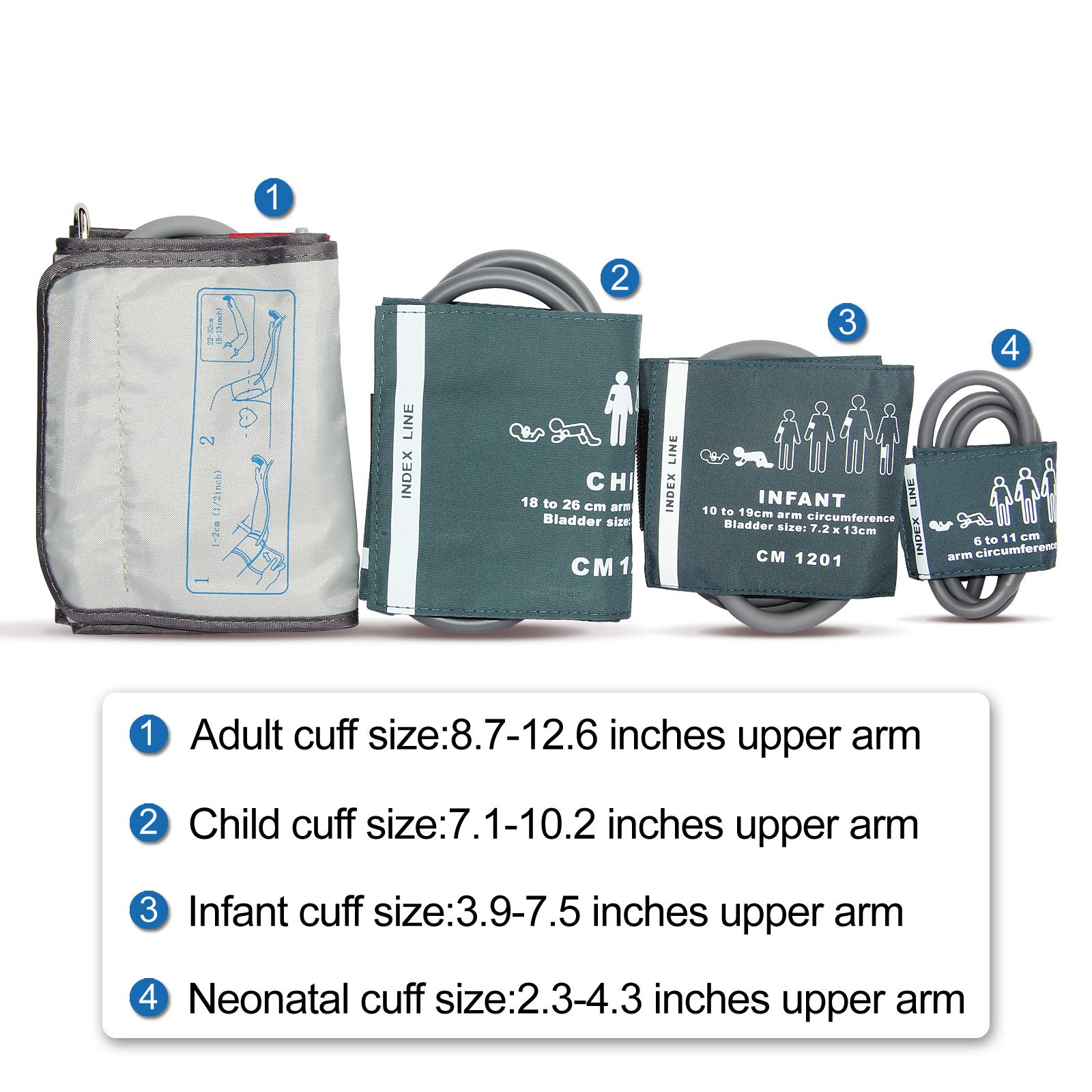 Fully Automatic Upper Arm Blood Pressure Monitor 3 Mode 4 Cuffs without adapter Electronic Sphygmomanometer