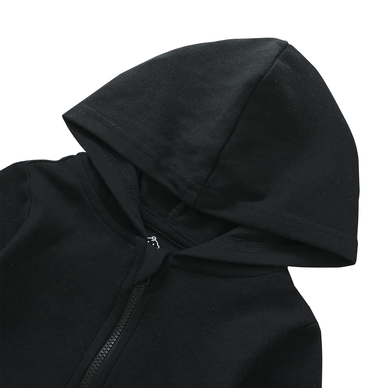 ROMPERINBOX Unisex Solid Baby Sweatshirts Hoodies, Lightweight Full Zip-up Jackets Coat 0-24 Months (Black, 3-6 Months)
