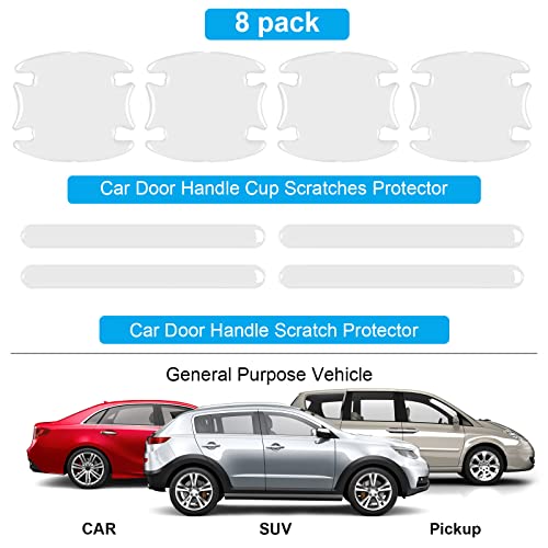 AOOF Car Door Handle Scratch Protector 8PCS White Car Accessories Carbon Fiber Door Handle Protector Stickers Car