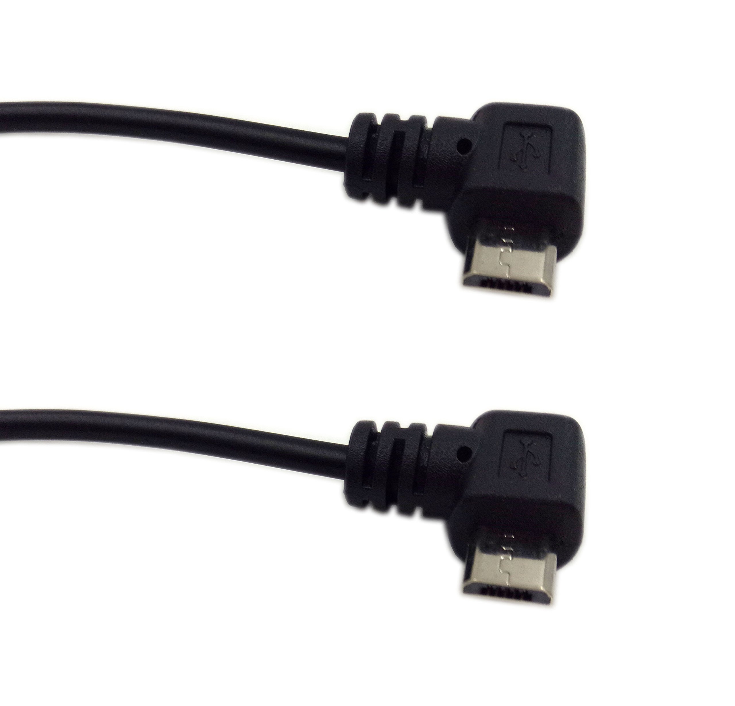 Qaoquda Micro USB 1 to 2 Y Splitter Cable, 1Feet Micro USB Female to Dual Male 90 Degree Angle Converter High Speed Charging Cable (Micro 1F/2M)