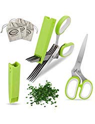 All Prime Herb Scissors - Also Included 3 FREE Herb Pouches ($6 Value) - Includes Protective Guard Cover & Blade Cleaner - One of Best Kitchen Gadgets