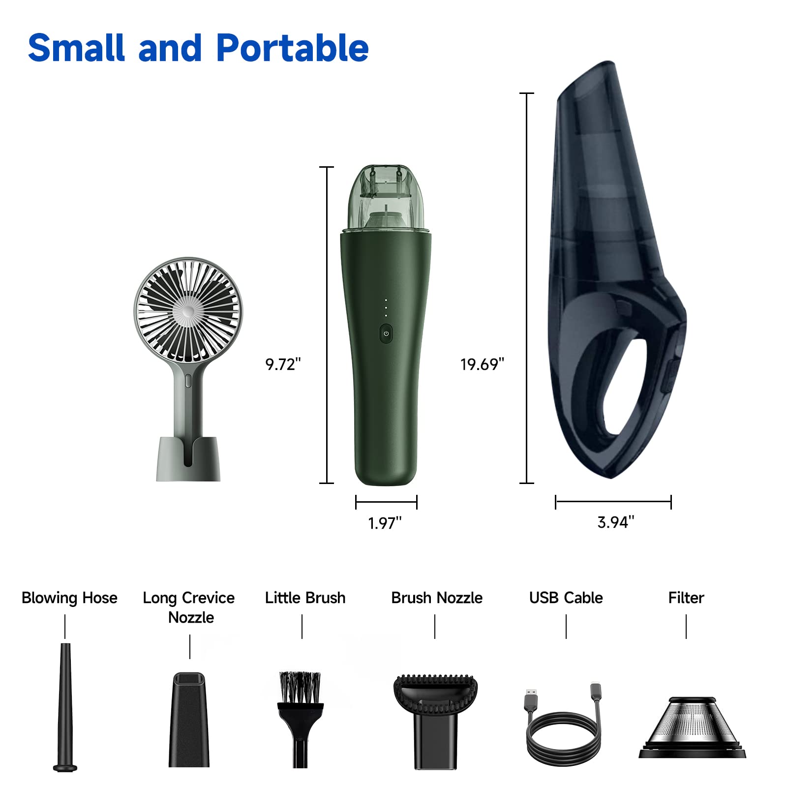 Chuboor Handheld Vacuum Cordless, Mini Vacuum with Air Buster, Portable and Rechargeable Mini Vacuum-Cordless for Home and Car (Black)