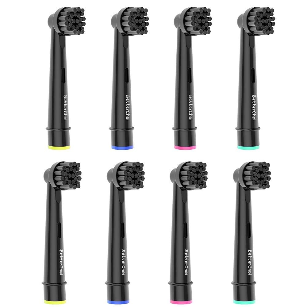 8 Pack Charcoal Brush Heads Compatible with Oral B Electric Toothbrush, Making with Active Charcoal Bristles, Black