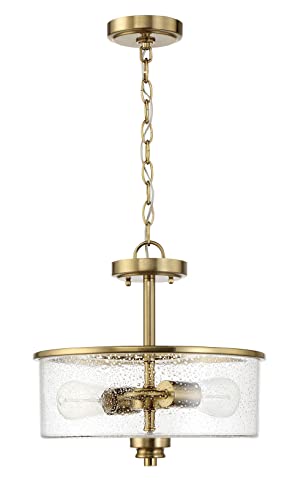 Craftmade 50552-FB Bolden Clear Seeded Glass Shade Semi Flush, 2-Light 120 Watts, Flat Black