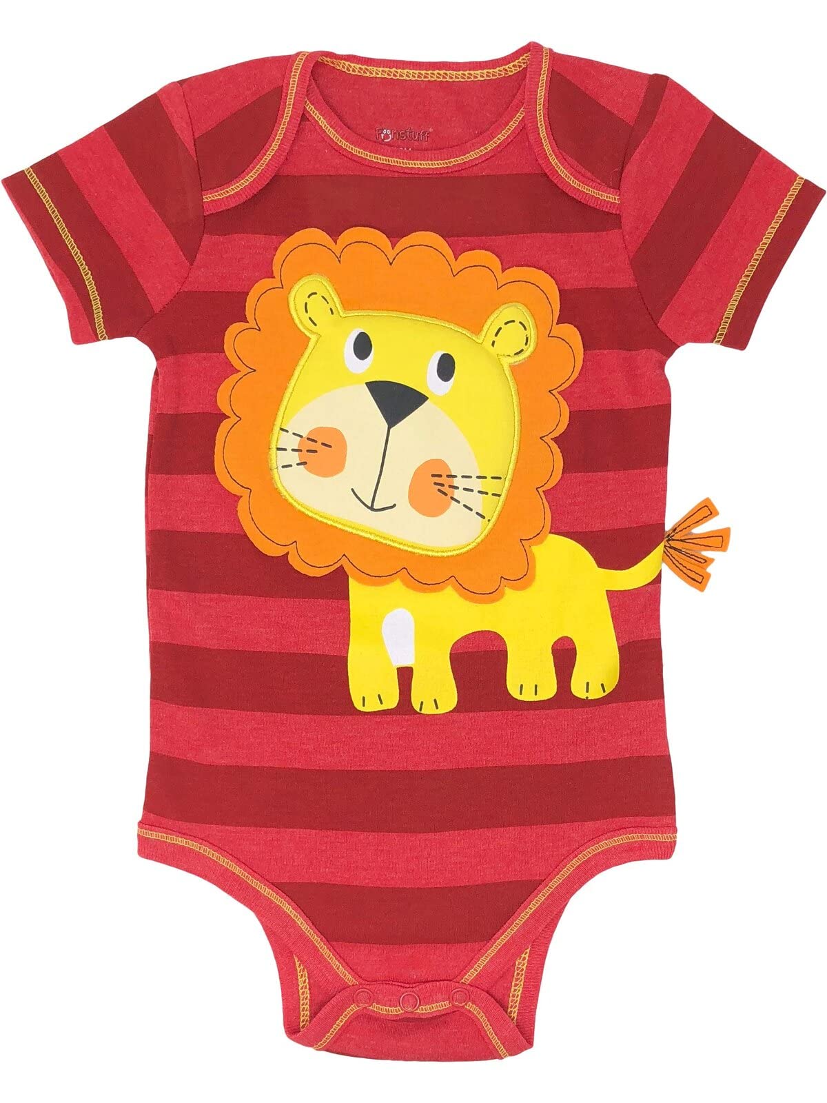 Funstuff Baby Boy Girl 5 Pack Animal Bodysuits Lion Panda Dinosaur Tiger Shark (0-3 Months)