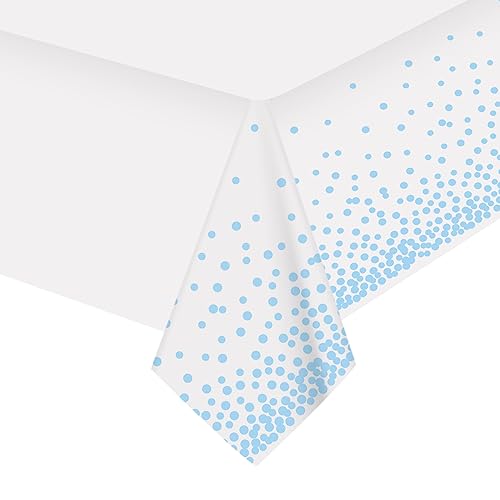 8 Pack Disposable Plastic Tablecloths and Satin Table Runner Set, 54 x 108 Inch Rectangle Tablecloth, 12 x 108 Inch Satin Table Runner for Wedding Graduation Birthday Party (Blue)