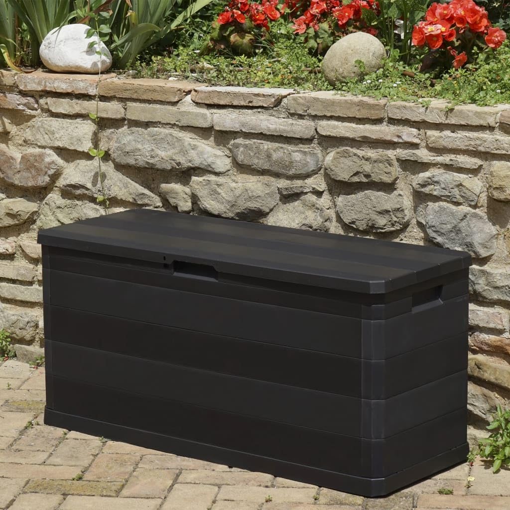 vidaXL Outdoor Storage, Deck Box with Lid, Patio Cabinet, Storage Chest for Outdoor Cushions Throw Pillows Garden Tools Pool Supplies, Black