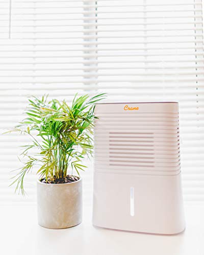 Crane Dehumidifier, Compact Portable Design, Effective Moisture Removal up to 300 Sq. Feet, 0.5 Gallon – 2 Liter Water Tank, White