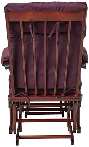 Artiva USA Wood Glider Chair and Ottoman Mircofiber Cushion Set
