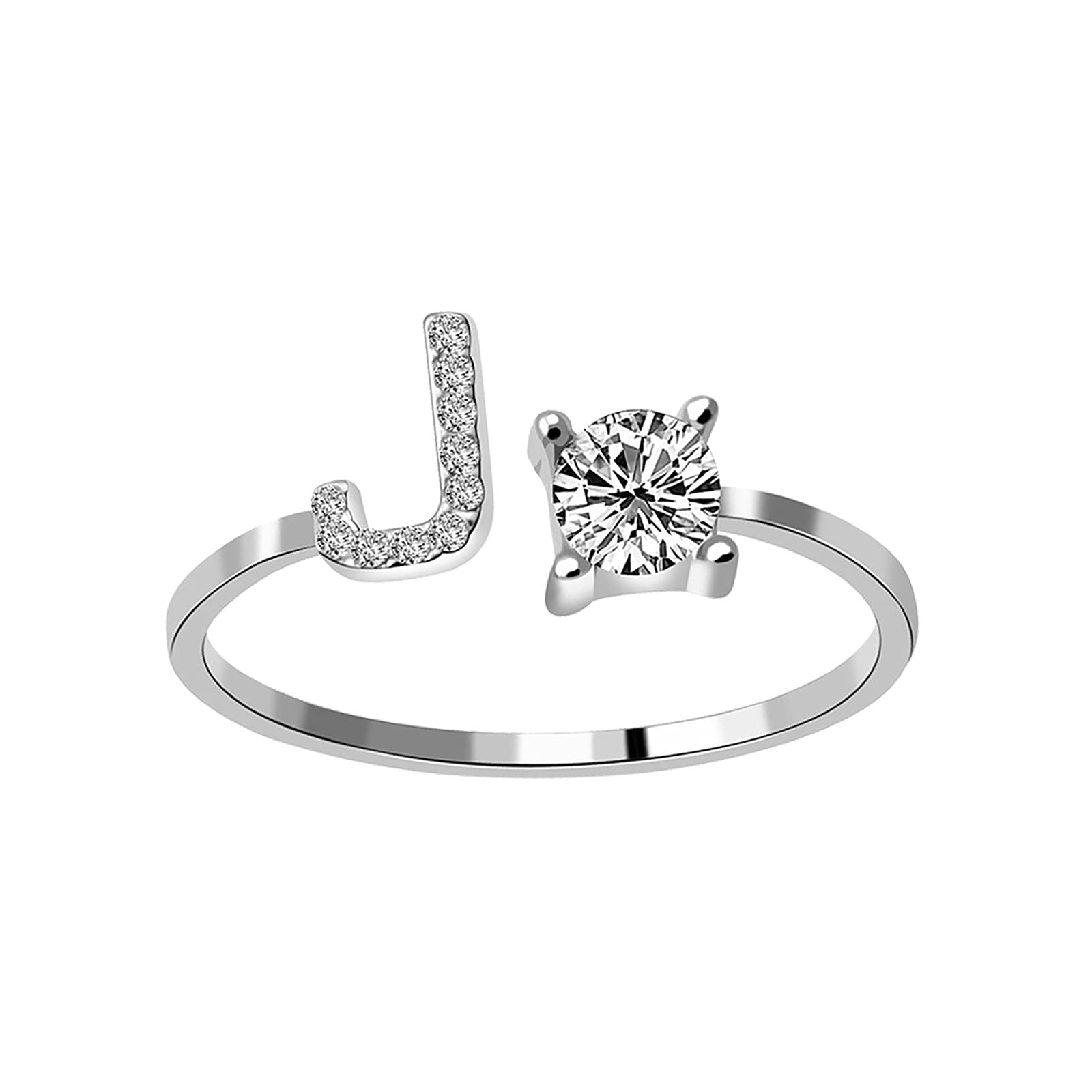 Baralonly Rings for Women, Exquisite 26 English Alphabet Style Ring, Adjustable Personalized Letters Copper Ring, Unique Hands Decor Sweet Premium Gift for Friend Parent Wife Husband