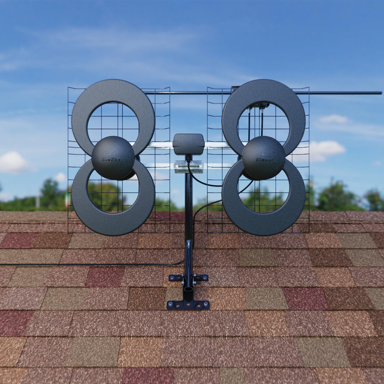 Antennas Direct ClearStream 4V Indoor Outdoor TV Antenna, UHF VHF, Multi-Directional, 70+ Mile Range, 4K 8K UHD, NEXTGEN TV β w/ 20-inch Mast (Black)