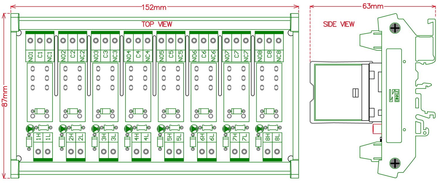 Electronics-Salon DIN Rail Mount AC/DC 24V Control 8 SPDT 16Amp Pluggable Power Relay Module, G2R-1-E