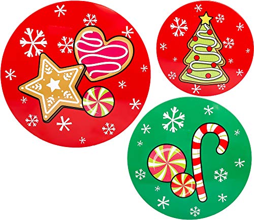ALEF Christmas/Holiday Set of 3 Decorative Nesting Tins (Round #3)