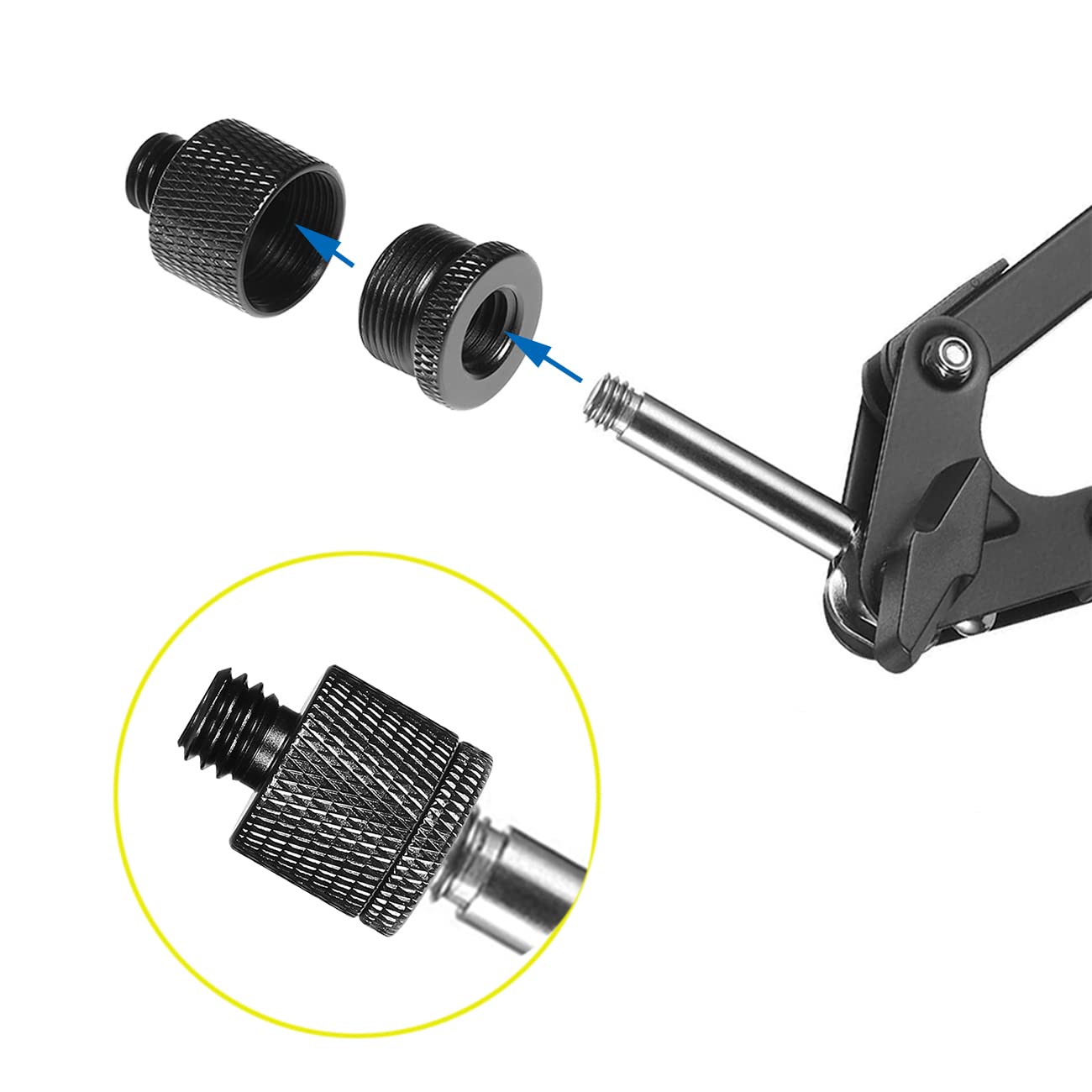 8 Pack Mic Stand Adapter 5/8 Female to 3/8 Male and 3/8 Female to 5/8 Male Microphone Stand Adapter Mic Thread Adapter for Microphone Stand Mount to Camera Tripod Adapter