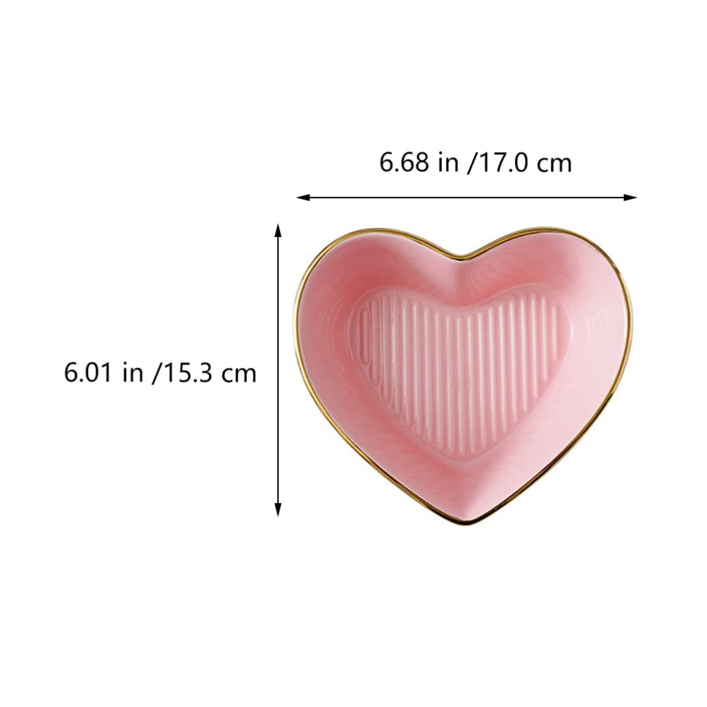 Angoily Porcelain Heart- shaped Bowls Deep Heart Plates Salad Bowl Fruit Bowl for Desserts Pasta Dinner Pink