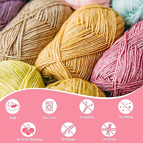 Cotton to The Core Knit & Crochet Heather Yarn, Soft for Babies, (Free Patterns), 6 skeins, 852 yards/300 Grams, Light Worsted Gauge #3 (Jean Blue)