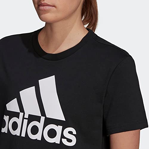 adidas Women's Essentials Logo Boyfriend Tee, Black/White, Small