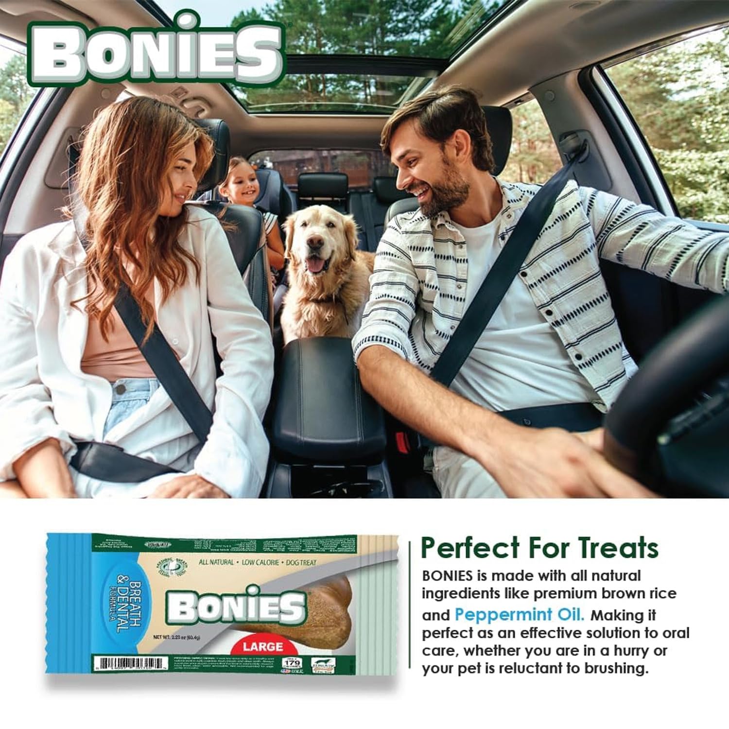 Bonies Natural Breath and Dental Formula Medium-Sized Single Bone - All-Natural Ingredients, Fresh Breath, Cleans Teeth, Low Calories, Chicken Flavor, 1 Bone