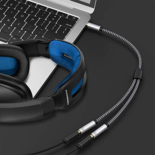 Morelecs Headphone Splitter Nylon-Braided 3.5mm Audio Stereo Y Splitter AUX Splitter 3.5mm Male to 2 Port 3.5mm Female for Earphone, Headset Splitter Adapter