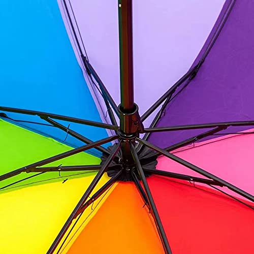 YAMHOHO Three Folding Flat Edge Rainbow Bumper Cloth Umbrella Sunshade Sun Umbrella Ladies Umbrella Gift Umbrella Windproof Travel Umbrella Foldable Folding Small Compact Umbrella