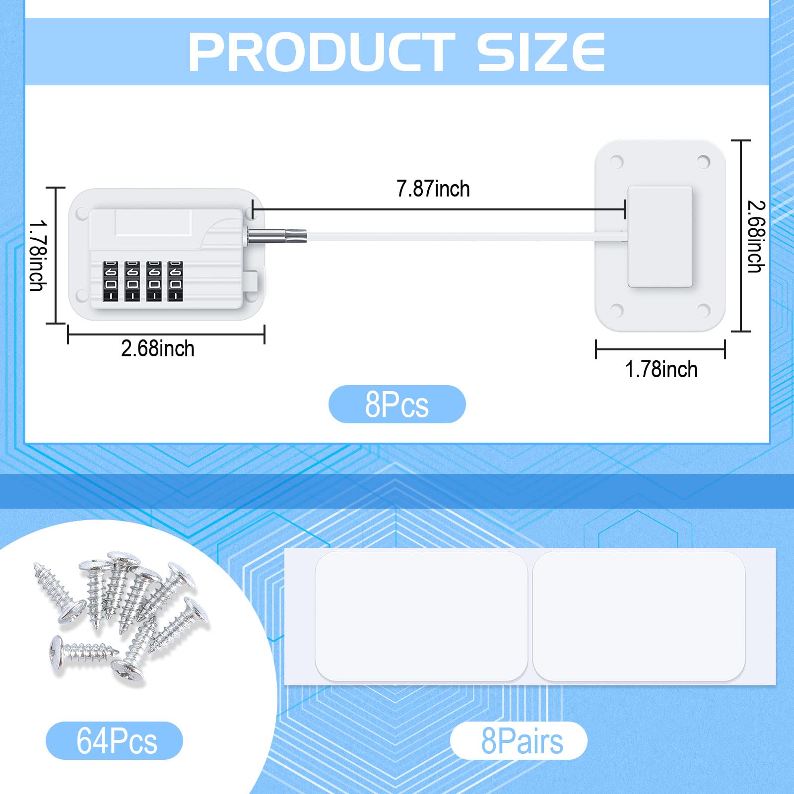 8 Pack Refrigerator Lock Cabinet Locks Combination Fridge Door Locks Fridge Closet Freezer Door Lock Password Locks for Kids Adults 4 Digit Password Lock for Fridge Windows Closets Freezer (White)