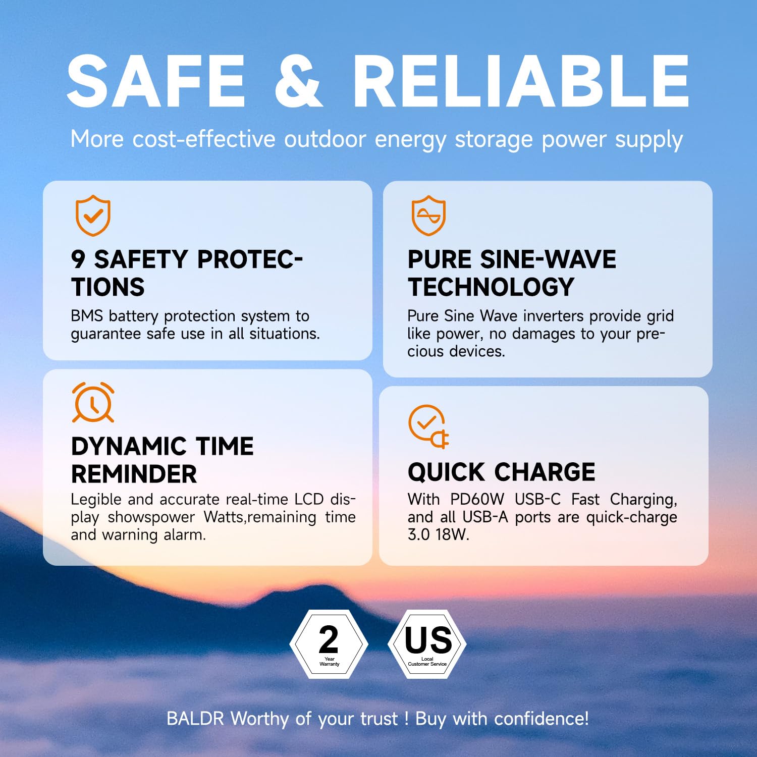 BALDR Portable Power Station 1000w, 933wh Solar Generator (Solar Panel Optional) for Home Use, Solar Mobile Lithium Battery Pack for Outdoor Adventure Rv/Van Camping High-Power Appliances Emergency