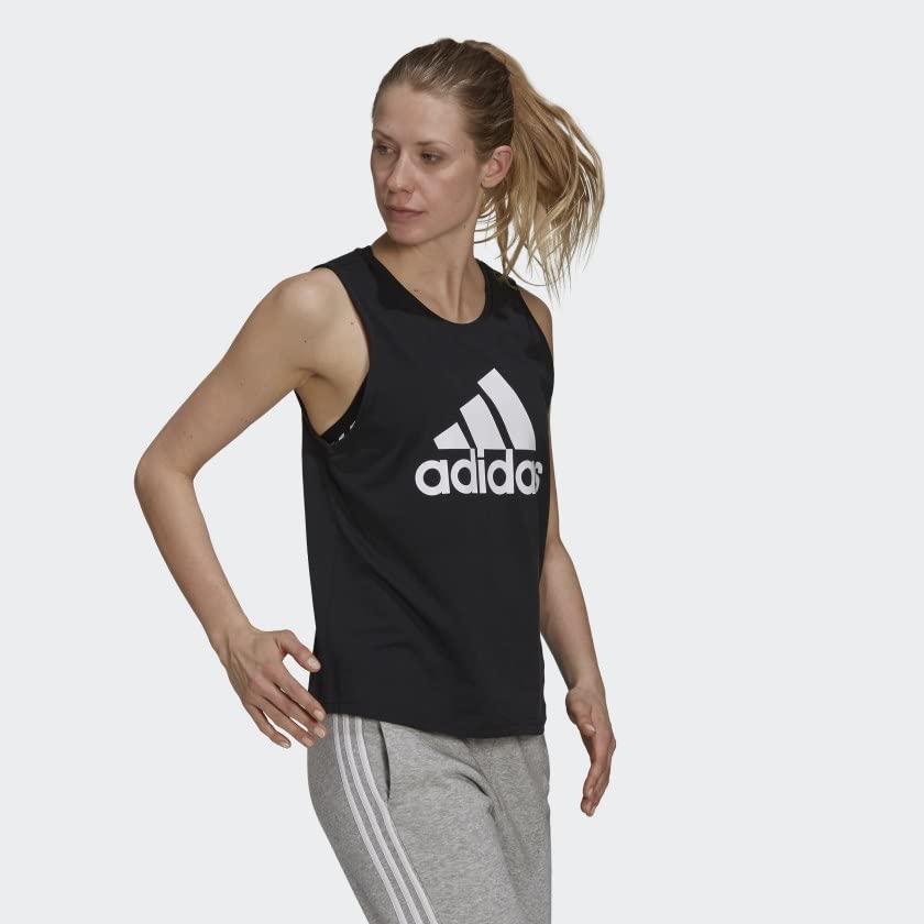 adidas Women's Essentials Big Logo Tank Top, Black/White, Medium