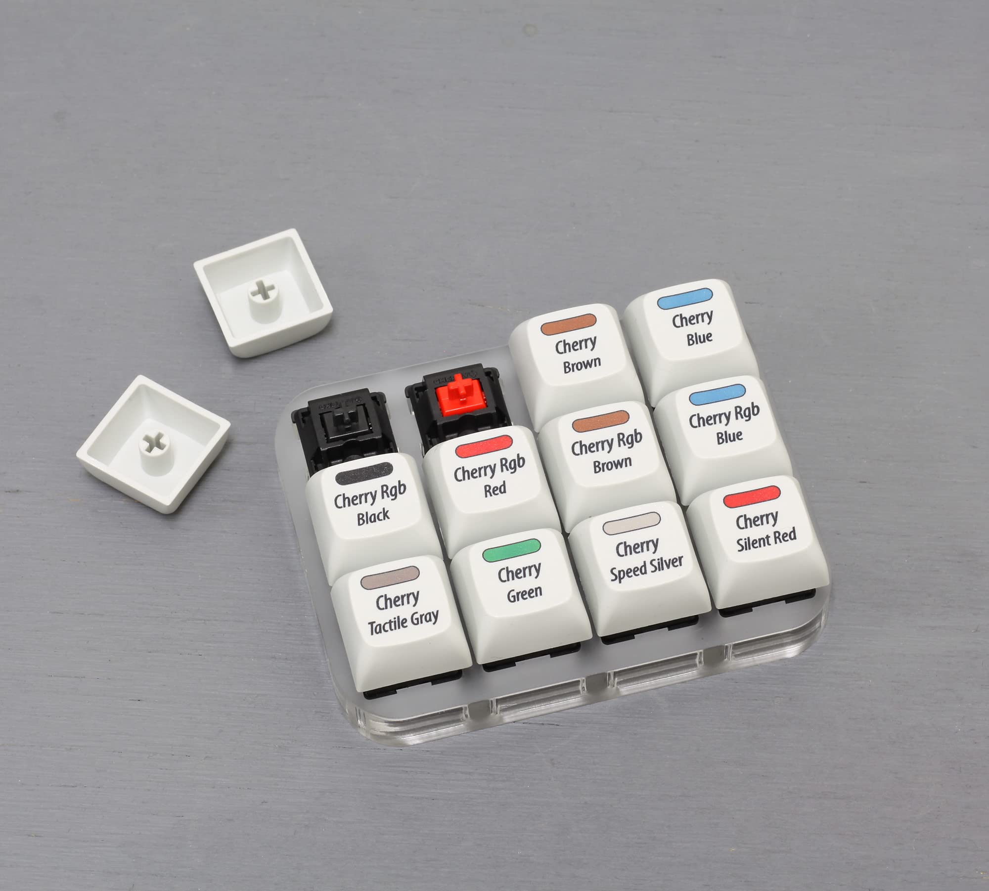 Max keyboard Cherry MX Switch Tester Switch Sampler Mechanical Keyboards 12-Key Switch Testing Tool (Printed PBT Keycaps with Cherry MX keyswtich Color Included)